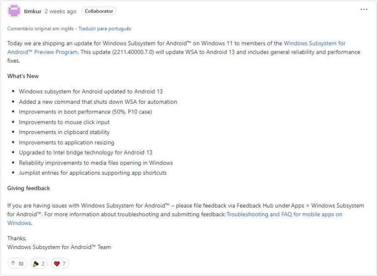 Windows 11 receives support for Android 13 in its application system - Menos Fios